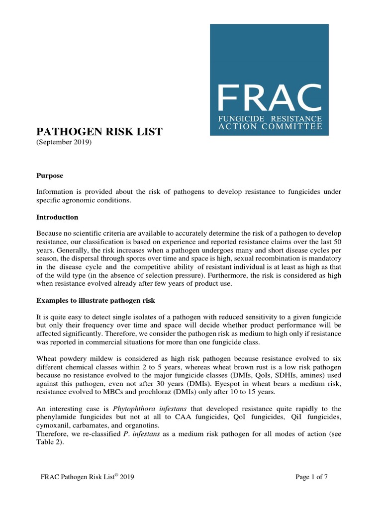 Frac Pathogen List 2019 | PDF | Fungicide | Plant Pathology