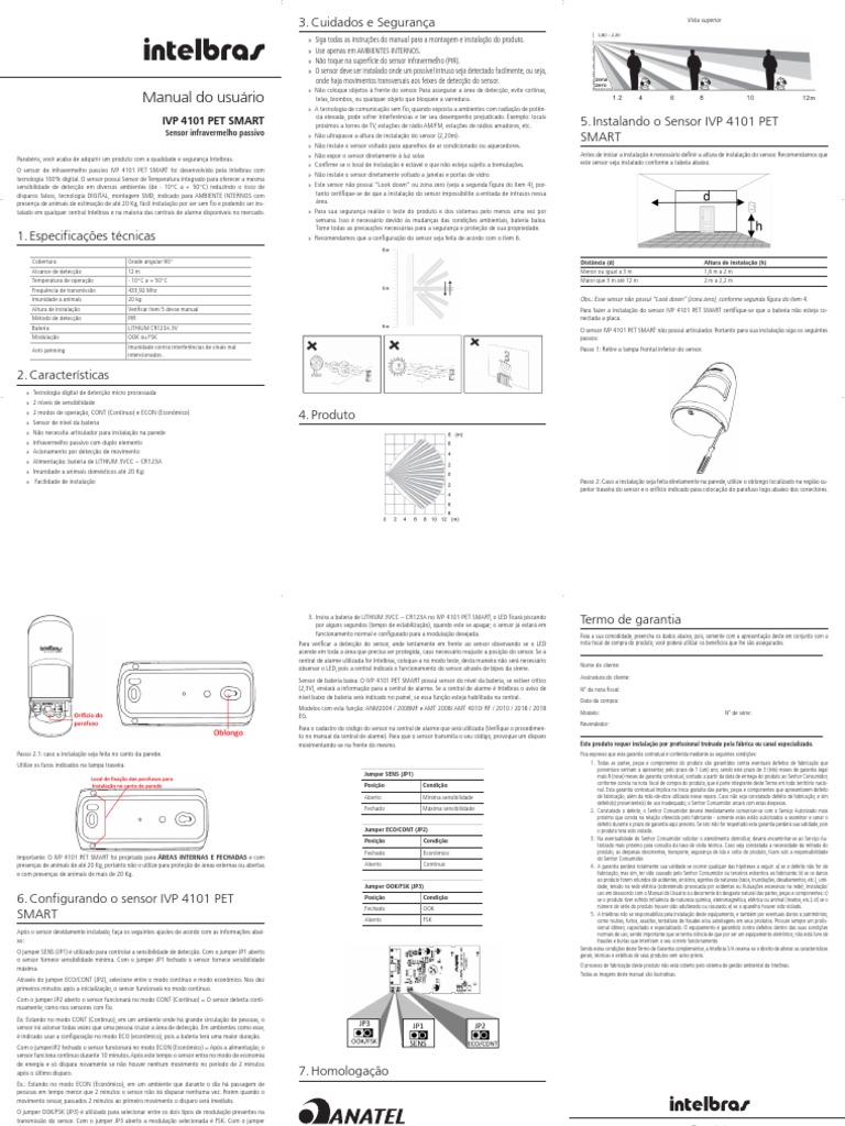 Manual do Sensor IVP 4101 PET SMART | PDF | Economia | Sem fio