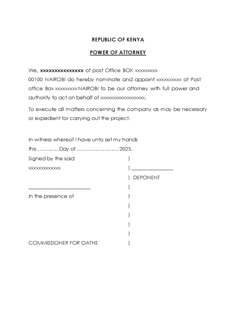 Power of Attoney Sample | PDF