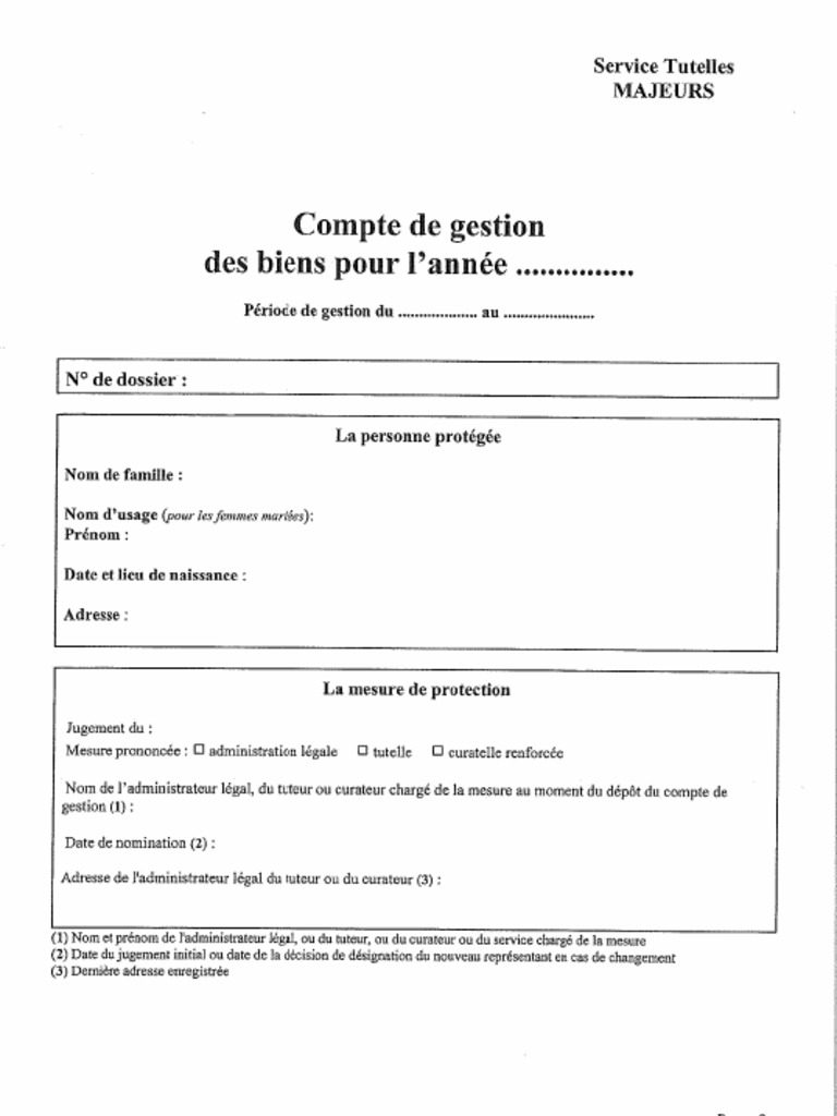 Formulaire de Compte de Gestion de Tutelle | PDF