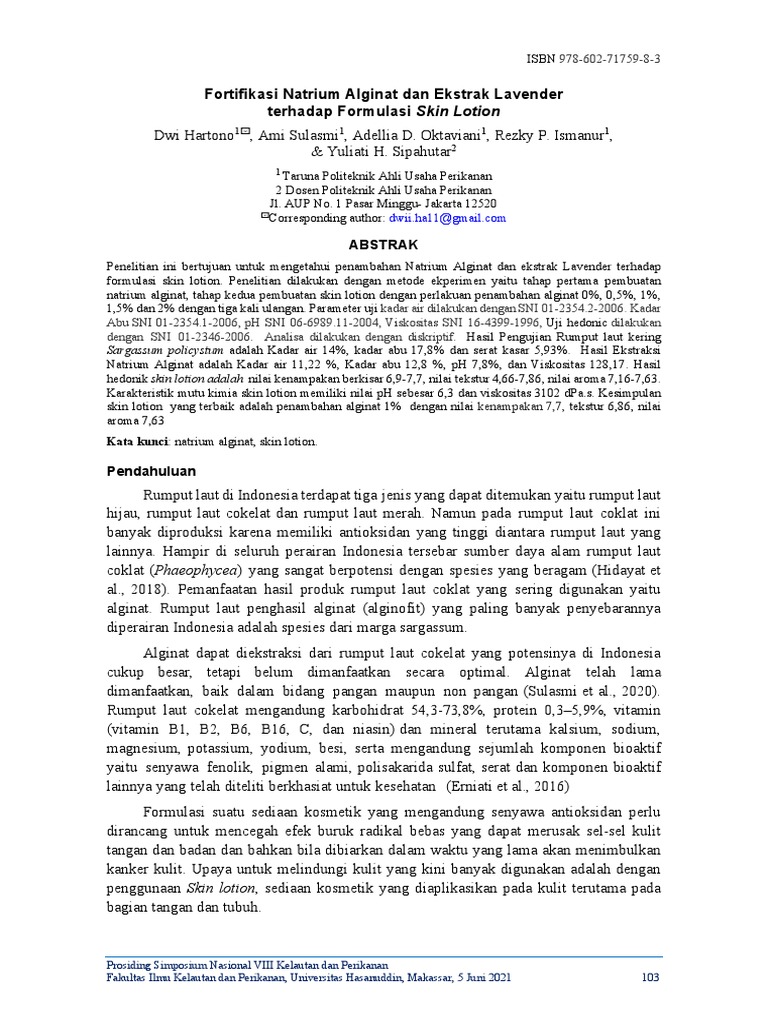 Fortifikasi Natrium Alginat Dan Ekstrak Lavender | PDF
