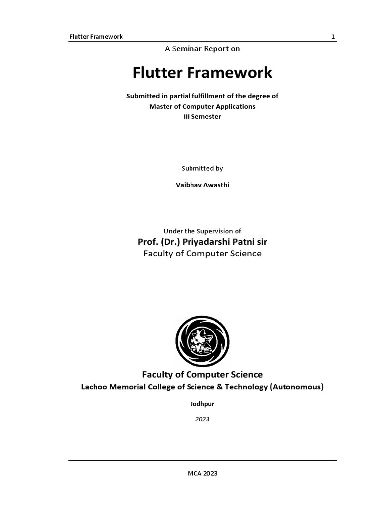 Flutter Seminar Report | PDF | Document Object Model | Computer Science