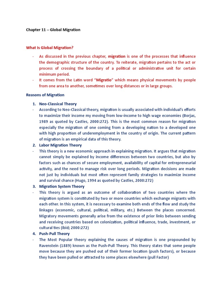 Chapter 11 GLOBAL MIGRATION | PDF | Human Migration | Human Trafficking