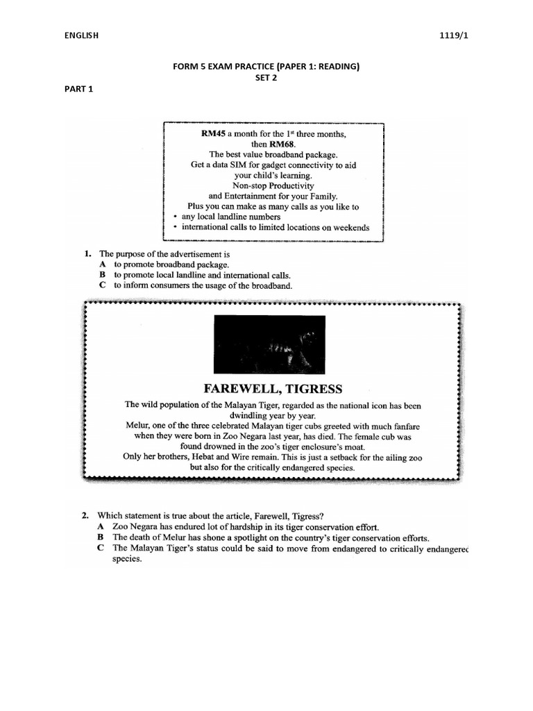 Reading Practice Set 2 | PDF