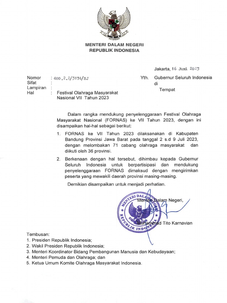 Surat Fornas VII 2023 | PDF