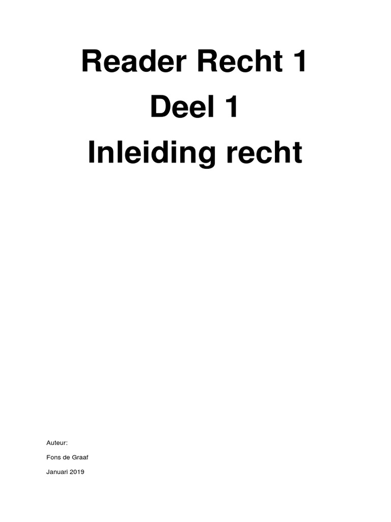 Reader Recht 1, Deel 1 2019 | PDF
