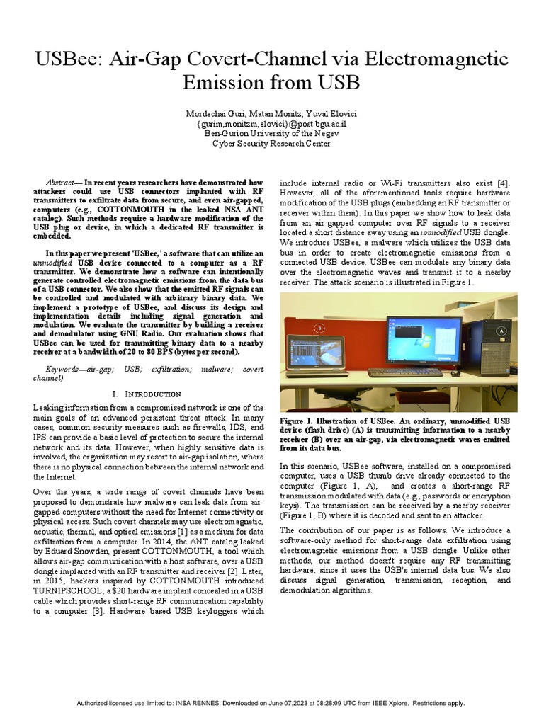 USBee Air-Gap Covert-Channel Via Electromagnetic Emission From USB ...