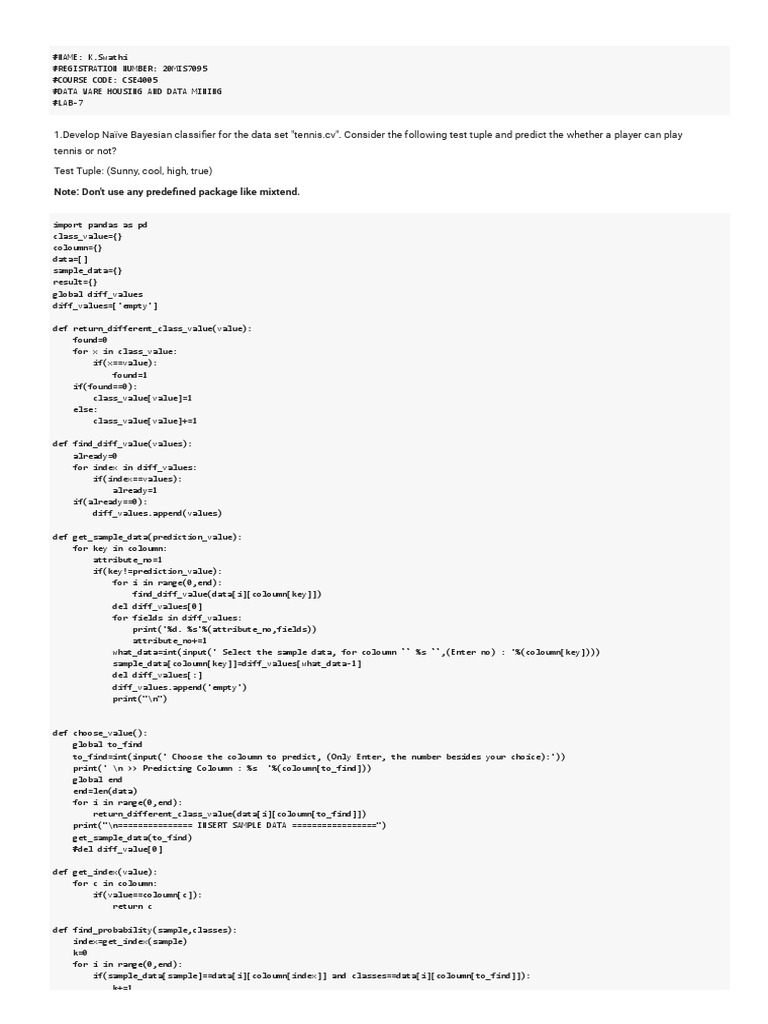20MIS7095 (LAB 7) .Ipynb Colaboratory | PDF | Statistics | Applied Mathematics