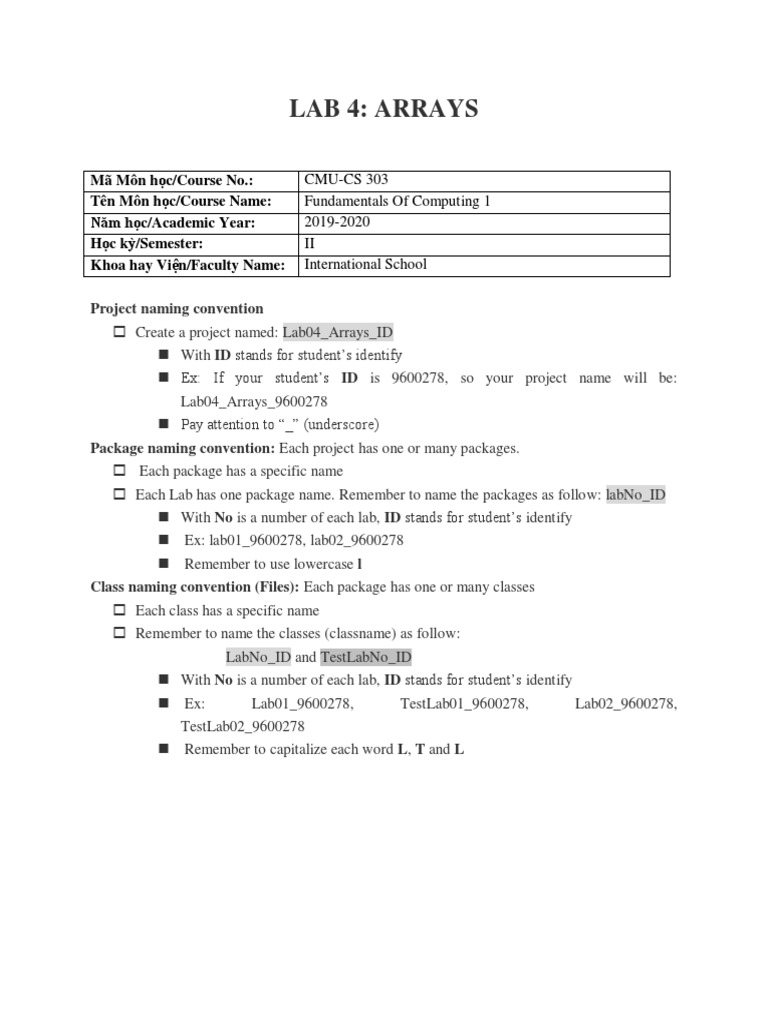 Lab04 Arrays | PDF | String (Computer Science) | Sequence Lab04 Arrays | PDF | String (Computer Science) | Sequence