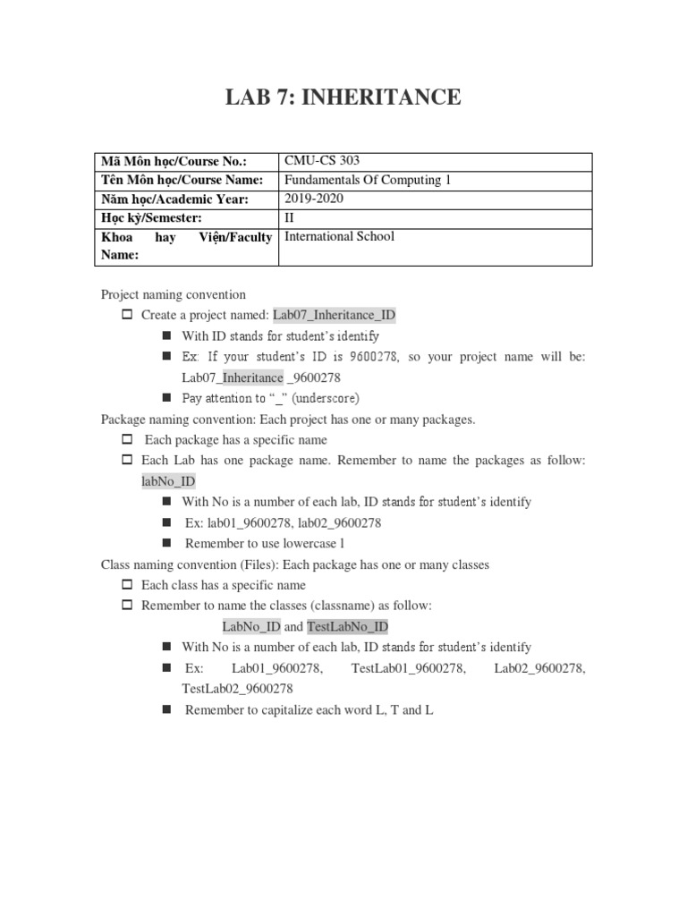 Lab07 Inheritance Pdf Class Computer Programming Method 5456