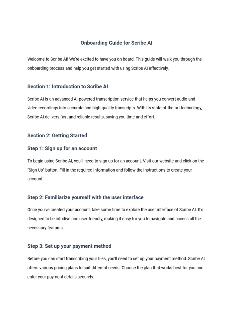 Onboarding Guide For Scribe AI | PDF | Artificial Intelligence ...
