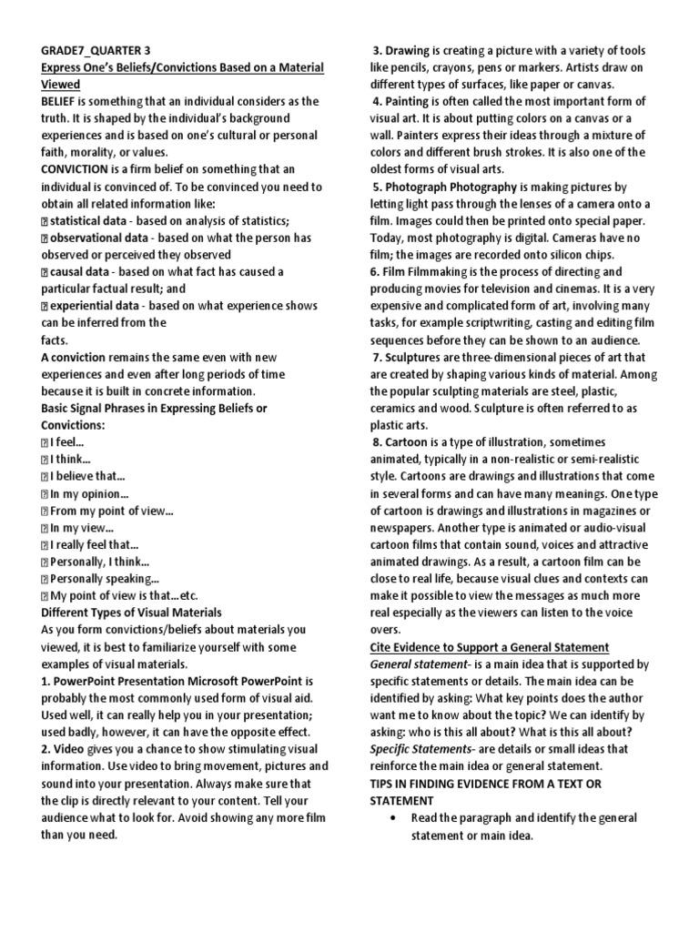 Grade7 Reviewer | PDF | Cognitive Science | Cognition