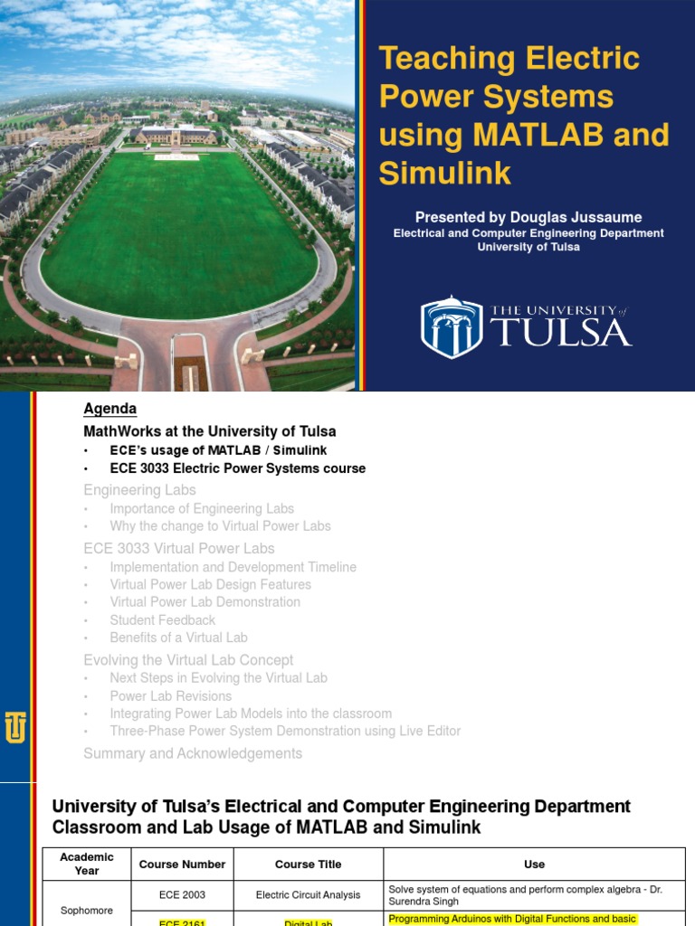 Matlab Expo 2021 Teaching Electric Power Systems With Matlab and Simulink Edt | PDF | Electric ...