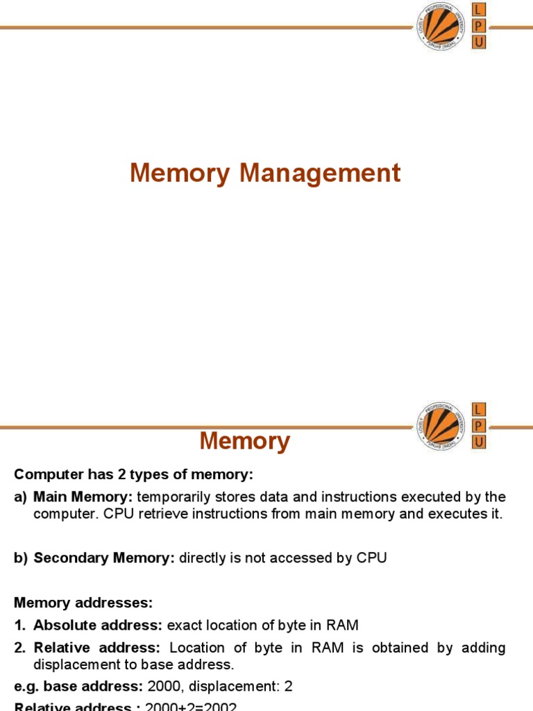 Computer Memory Management Basics | PDF | Computer Data Storage | Cpu Cache