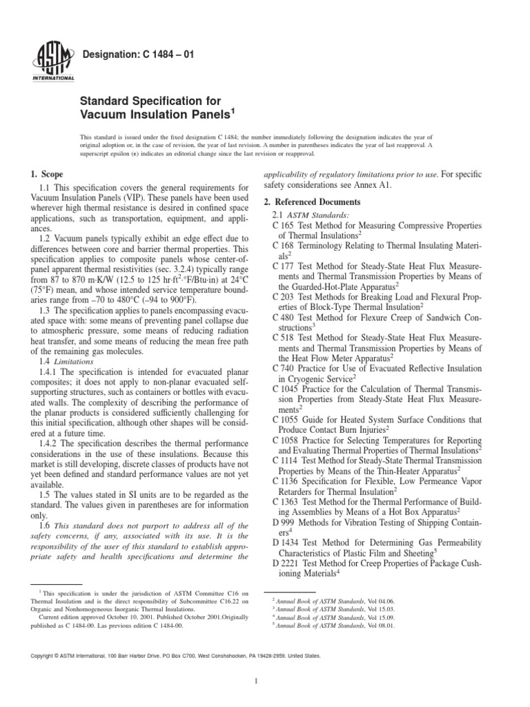 Astm 1484-01 | PDF | Thermal Conductivity | Heat Transfer