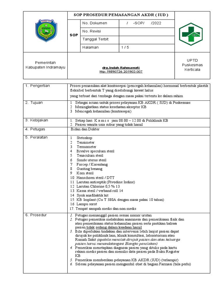 SOP KB IUD | PDF