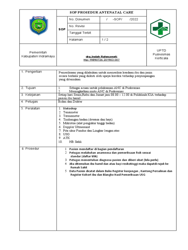 Sop Pelayanan Anc | PDF