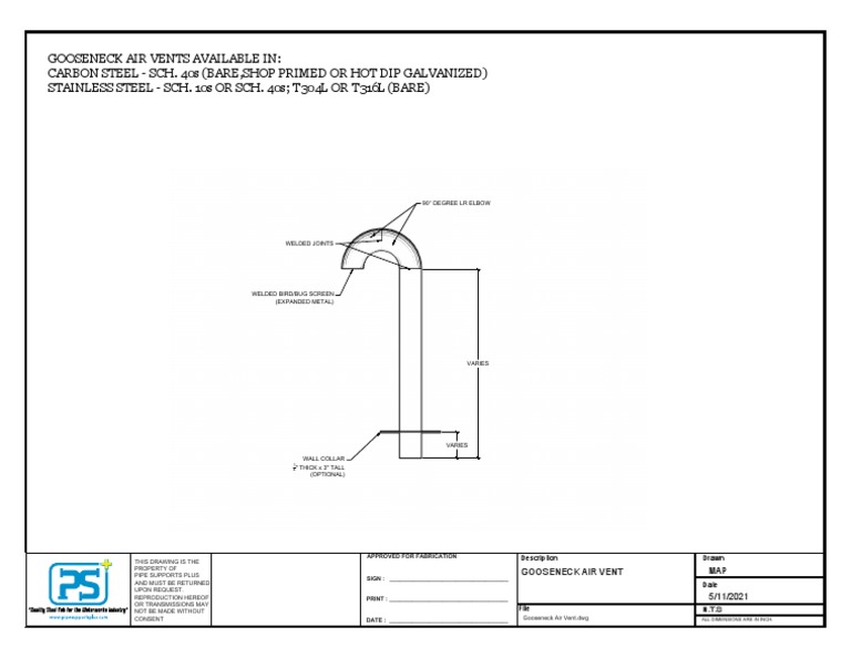 Gooseneck Air Vent Details and Specs | PDF