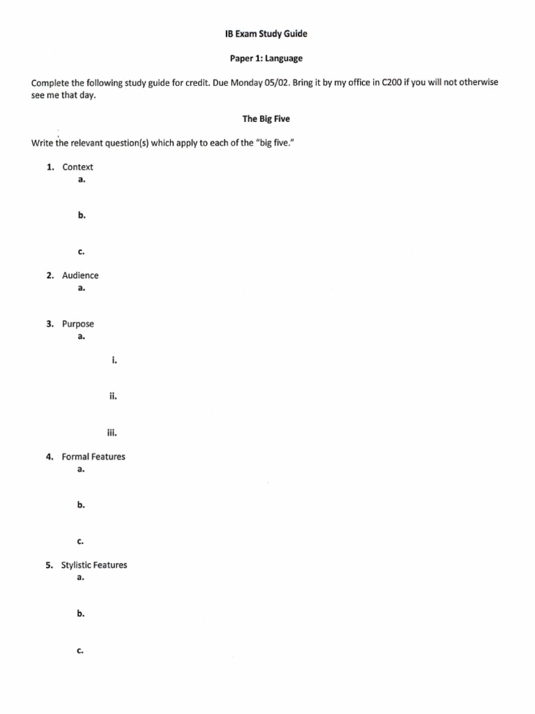 Ib Exam Study Guide Paper 1 | PDF