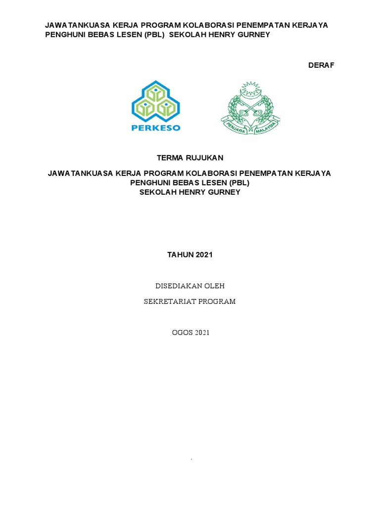 Tor Jawatankuasa Kerja Program Kolaborasi Perkeso Penjara | PDF
