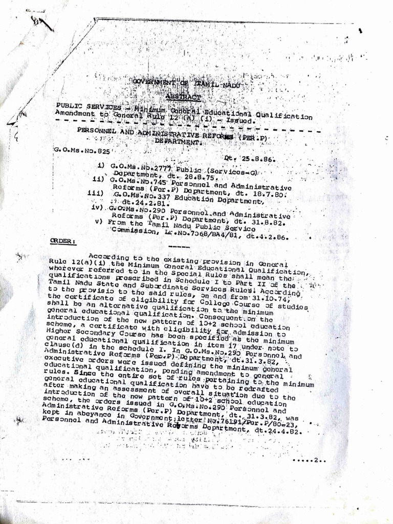 G.O Ms No 825 | PDF