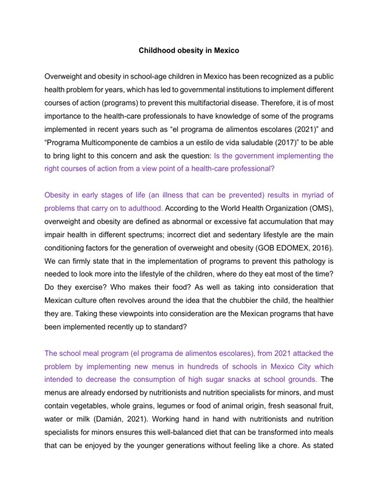 Childhood Obesity In Mexico 3 Pdf Obesity Childhood Obesity
