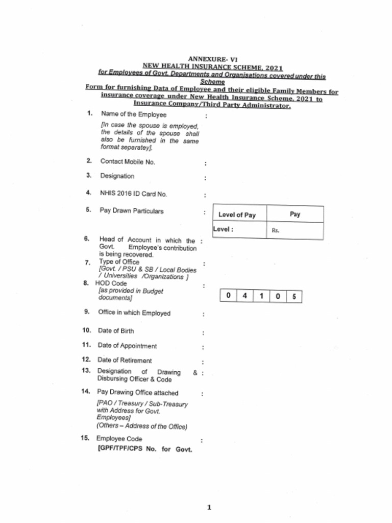 NHIS Form | PDF