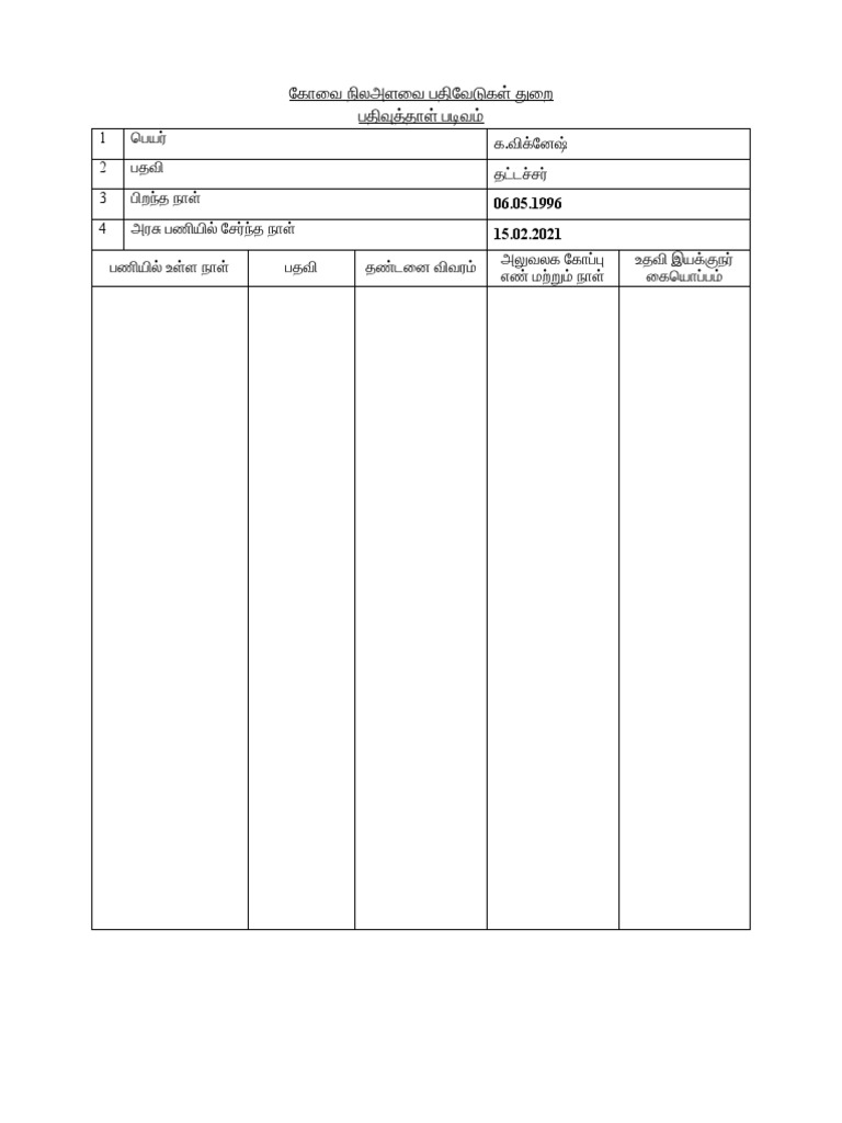 Record Sheet Format | PDF