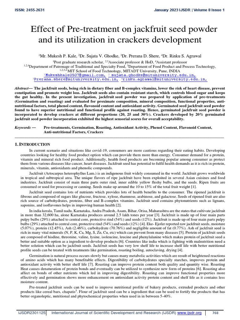 Effect of Pre-Treatment On Jackfruit Seed Powder and Its Utilization in ...