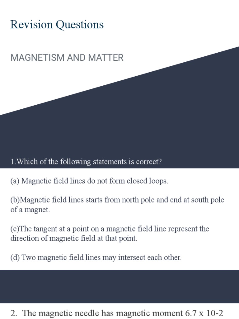 Questions 1 | PDF | Magnetic Field | Magnet