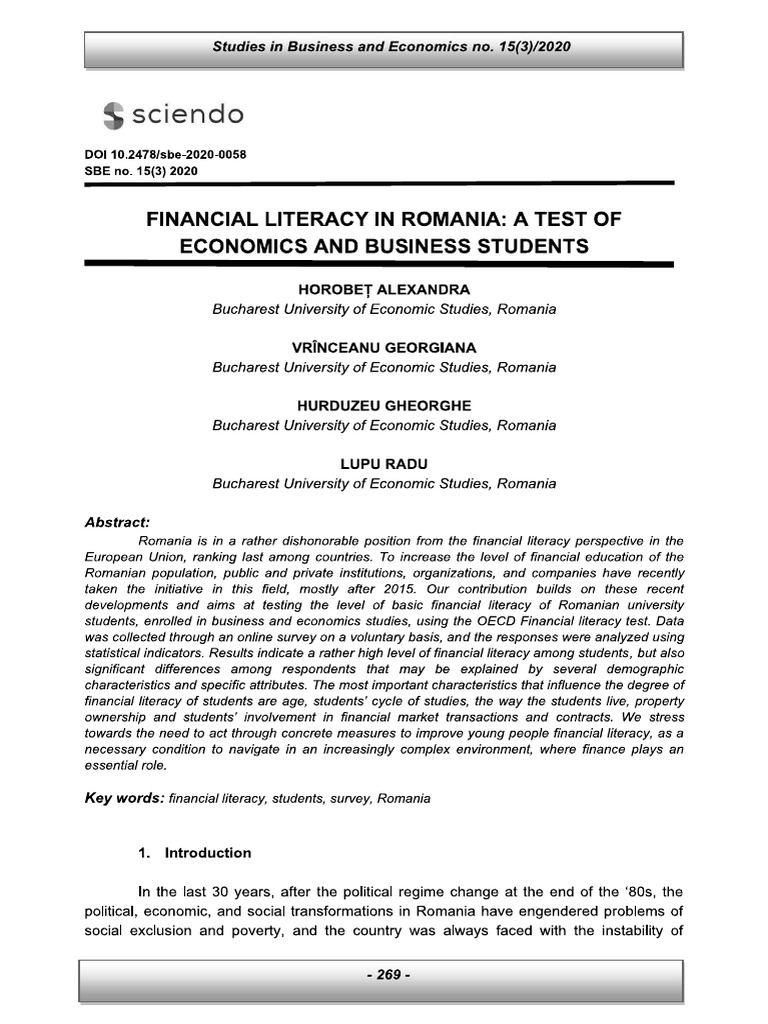 FIN - Lit in Romania STudnts | PDF