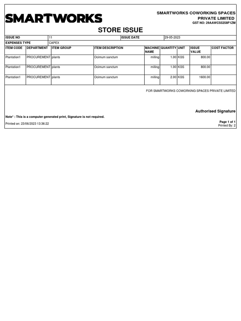 Smartworks Coworking Expense Report | PDF