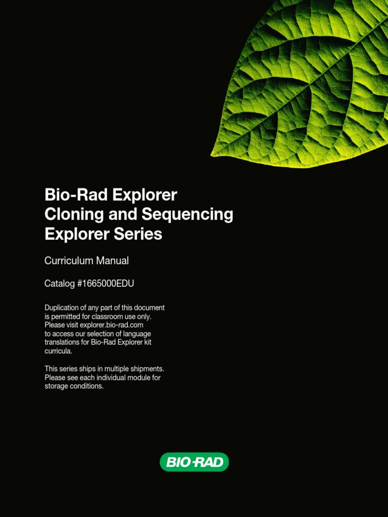 Bio-Rad Explorer Cloning and Sequencing Explorer Series: Curriculum ...