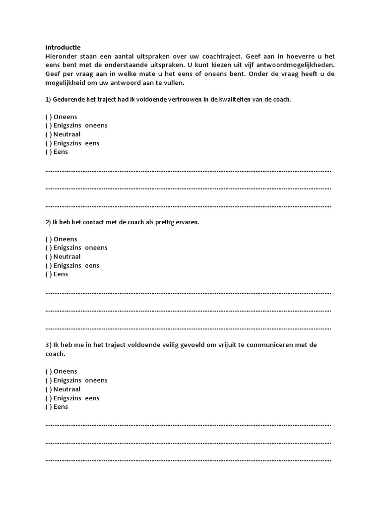 Evaluatie Formulier | PDF