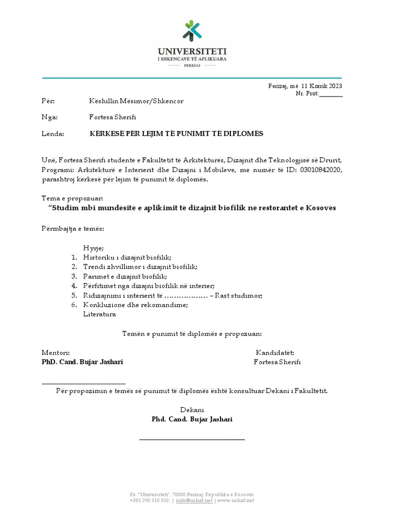 Kerkese Per Lejim Te Temes - UShAF 2 | PDF