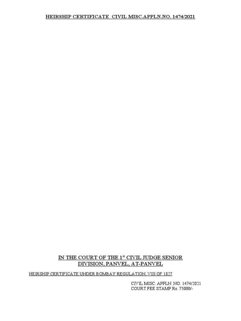 Heirship Certificate Format - Bombay Act | PDF | Justice | Crime & Violence