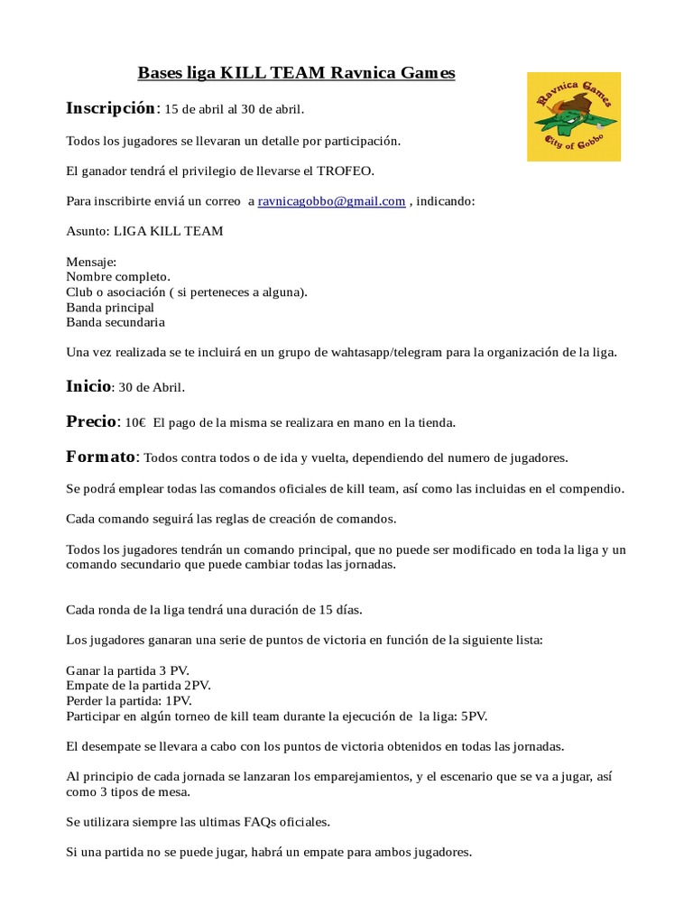 Bases Liga Kill Team | PDF