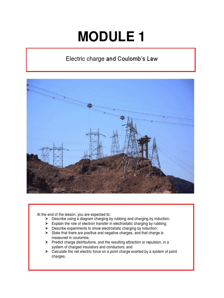 MODULE 1 Electric Charge and Coulombs Law | PDF | Electric Charge ...