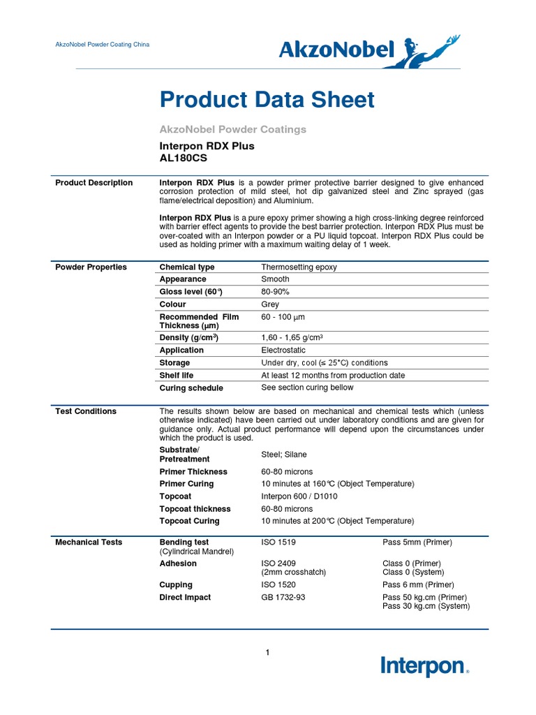 Tds of Interpon RDX Plus-Al180cs-En | PDF | Secondary Sector Of The Economy | Chemistry