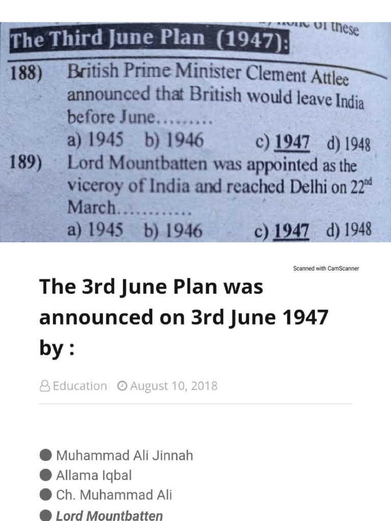 3rd June Plan (Demand For Pakistan) | PDF