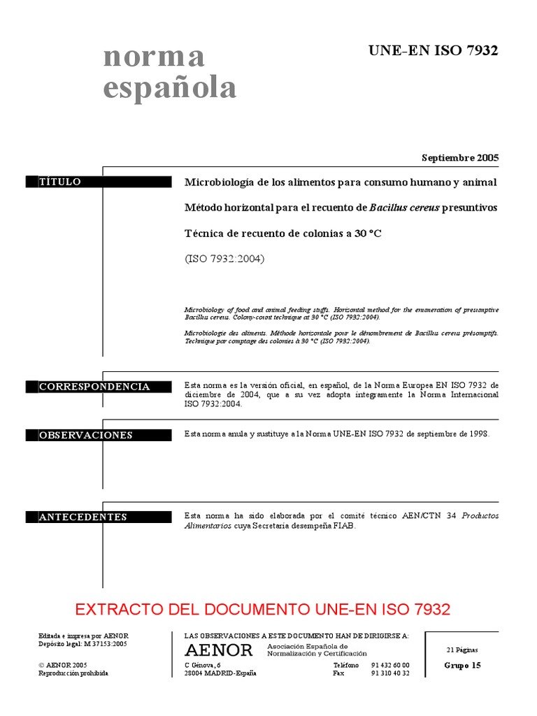 (Ex) Une-En Iso 7932 2005 | PDF | Bacilo