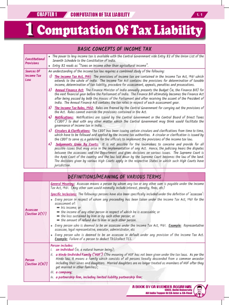 Chapter 1 - Computation of Tax Liability (Feb 2023 Batch) | Download ...
