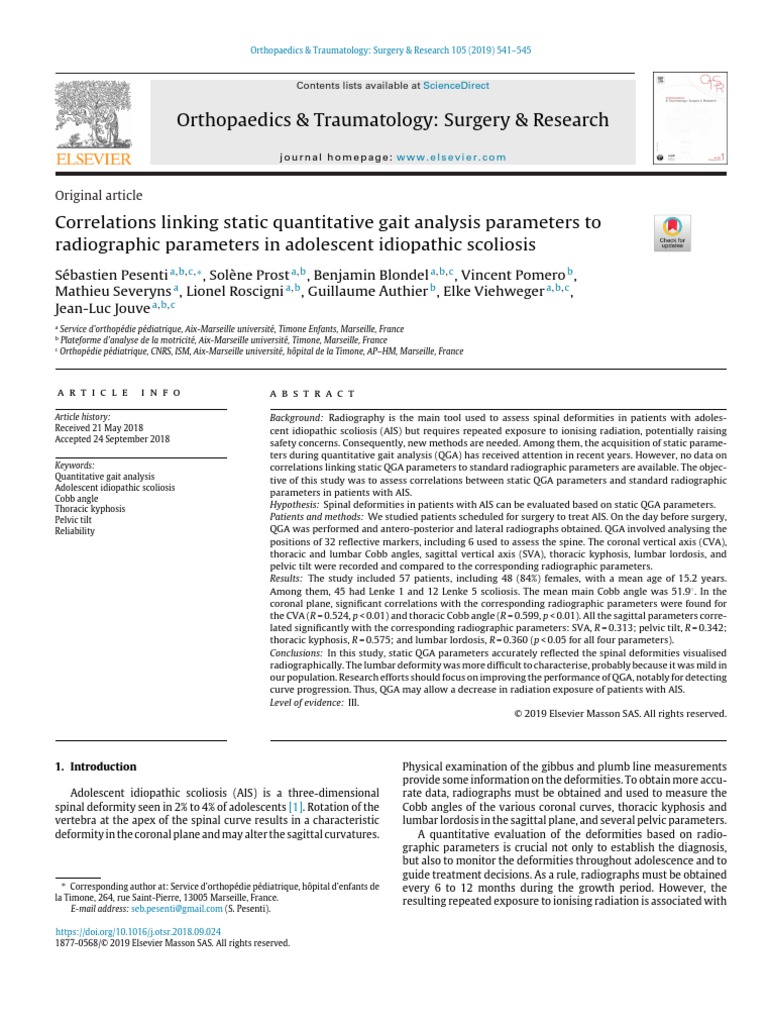 Correlations Linking Static Quantitative Gait Analysis Parameters To Radiographic Parameters In