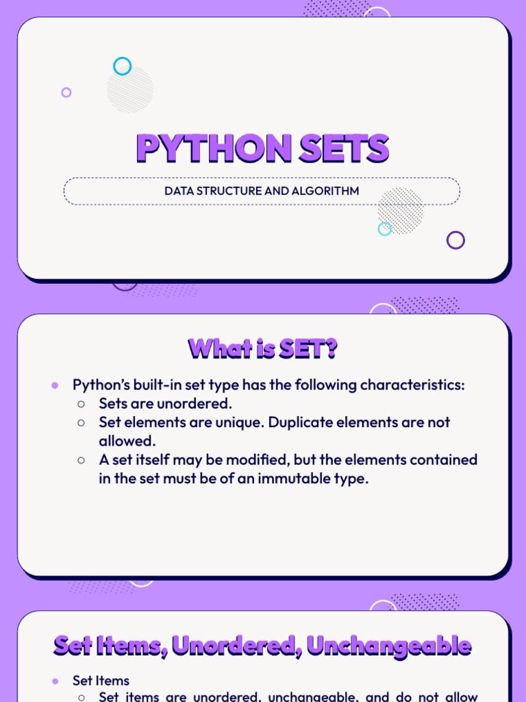 Python Sets | PDF | Data Type | Applied Mathematics
