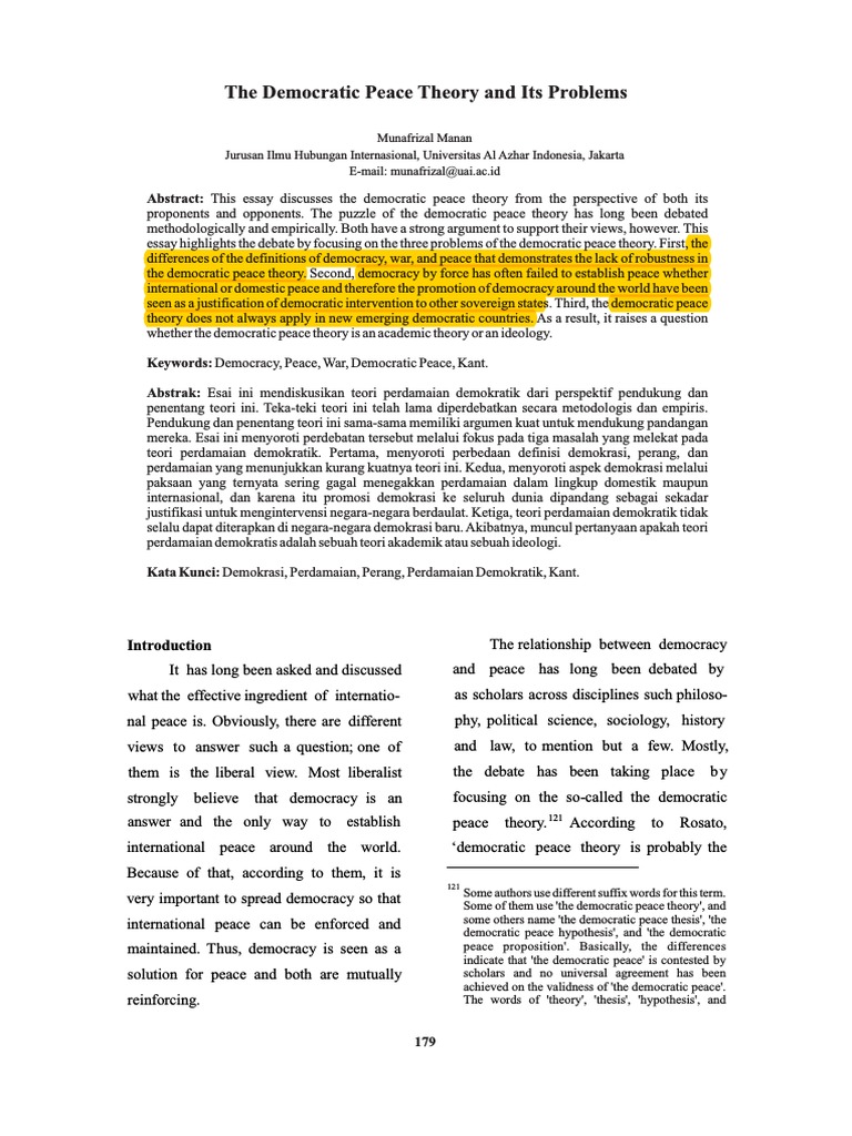 The Problems of Democratic Peace Theory | PDF | Democracy | Political Ideologies