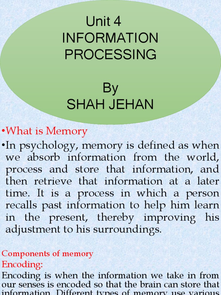 B.Ed Psychology Unit 4 | PDF | Memory | Recall (Memory)