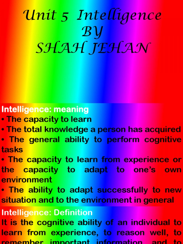 B.Ed Psychology Unit 5 | PDF | Intelligence | Intelligence Quotient