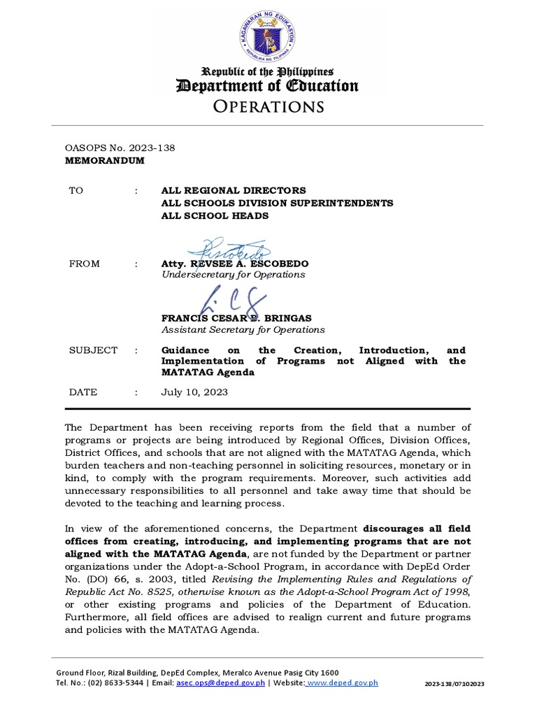 OASOPS 2023 138 Memo To RDs - Guidance On The Creation Introduction and ...