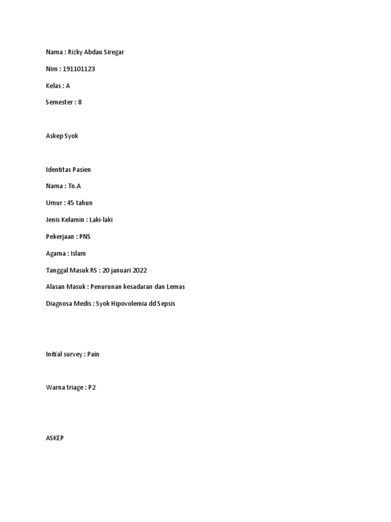 Rizky Abdau Siregar - Askep Syok | PDF