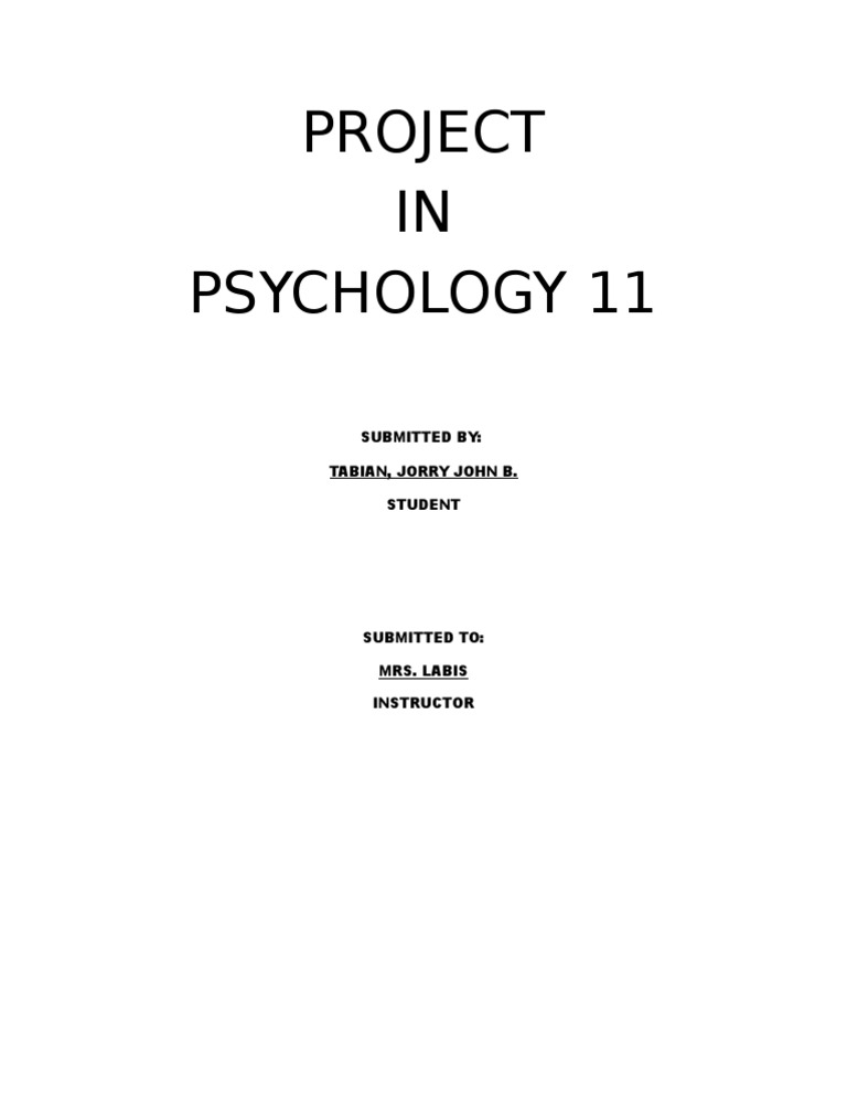 Psychology Project by Jorry Tabian | PDF